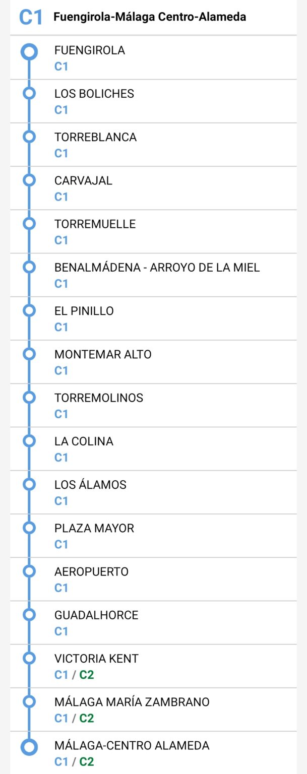 RENFE CERCANÍAS Málaga: MAPA, horarios, PARADAS y precios