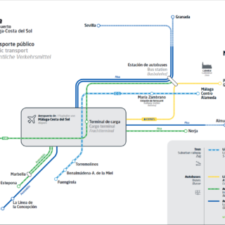 PUBLIC TRANSPORT in MALAGA. Bus, Metro and Trains. MAPS.